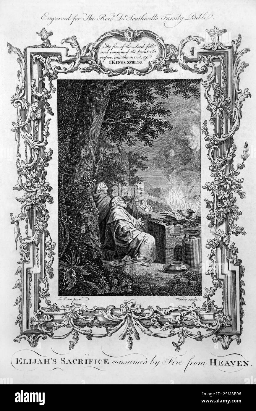 Copper-plate Engraving of Elijah's Sacrifice Consumed by the Fire ...