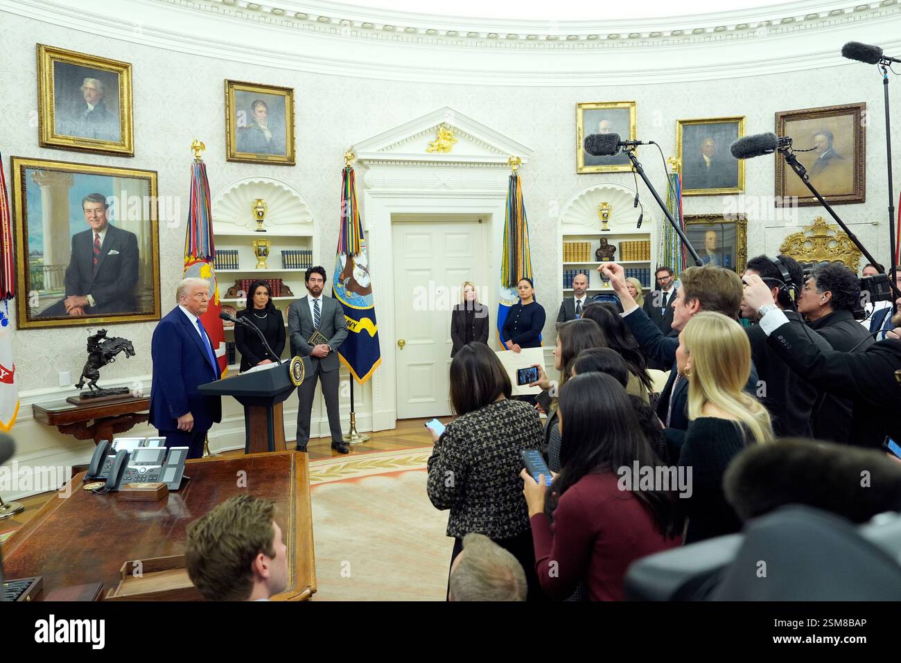 President Donald Trump speaks as Tulsi Gabbard is sworn in as the ...