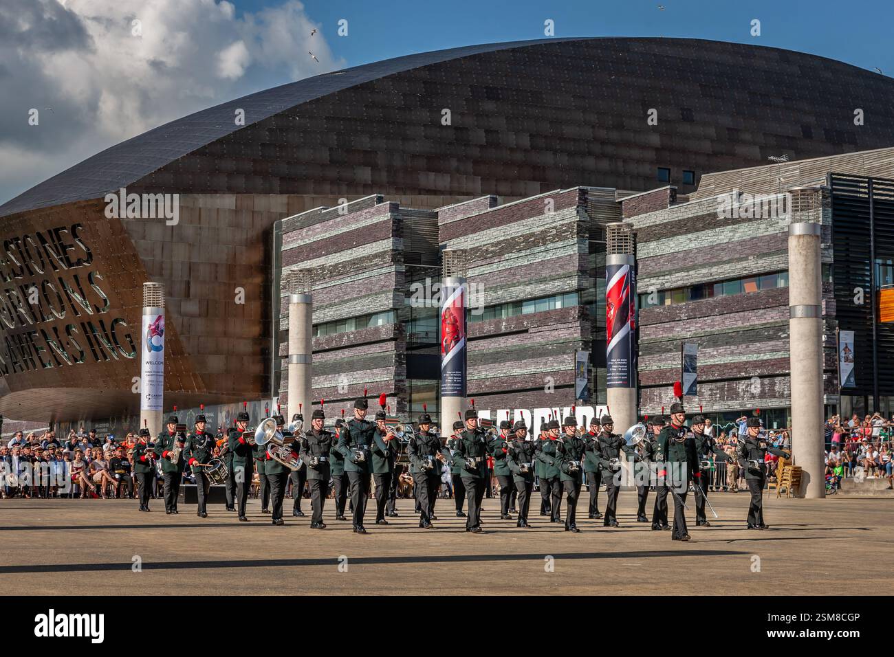 Band and Bugles of the Rifles, Roald Dahl Plass, Cardiff Bay, Wales, UK ...
