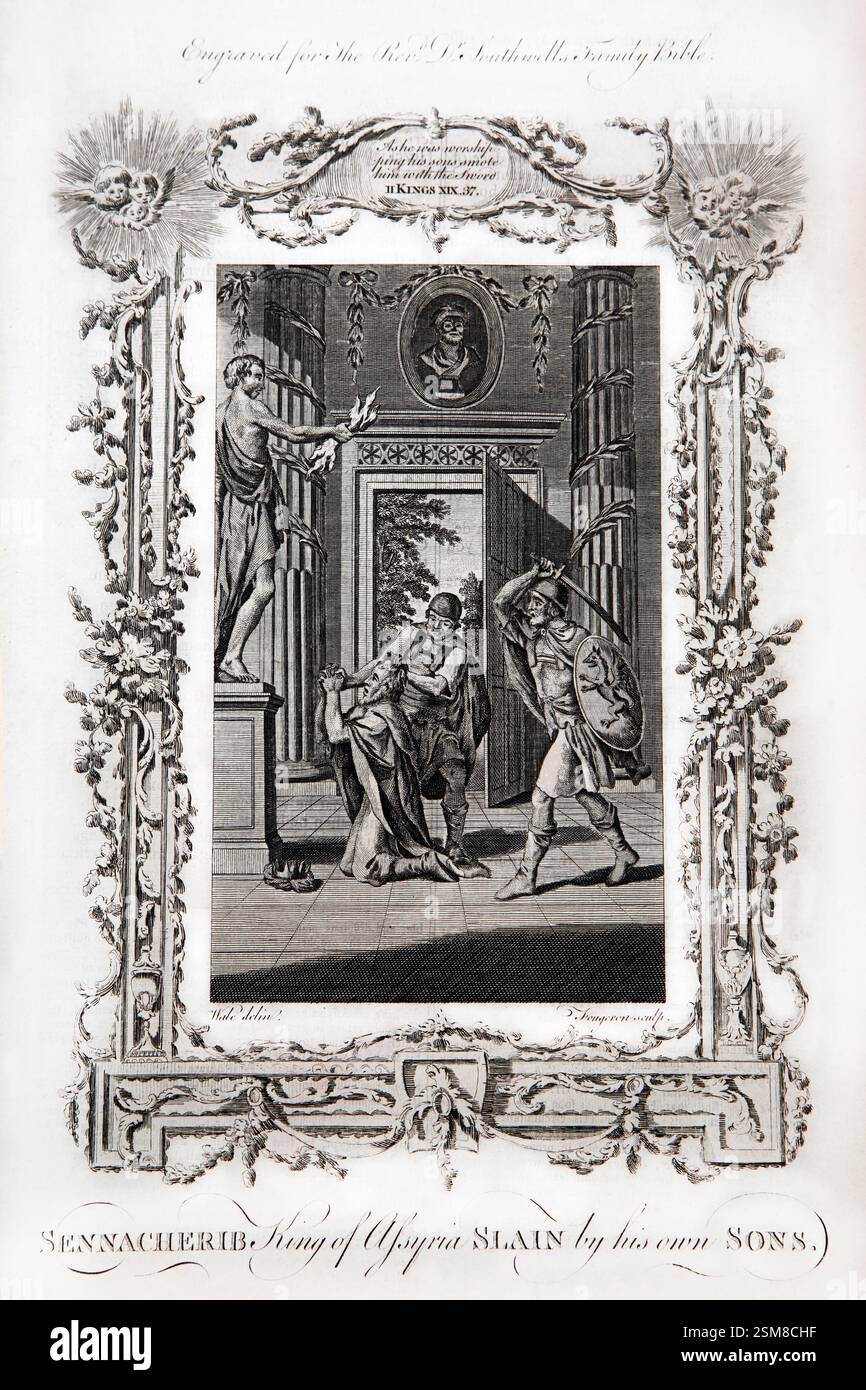 Copper-plate Engraving of Sennacherib King of Assyria Slain by his own ...