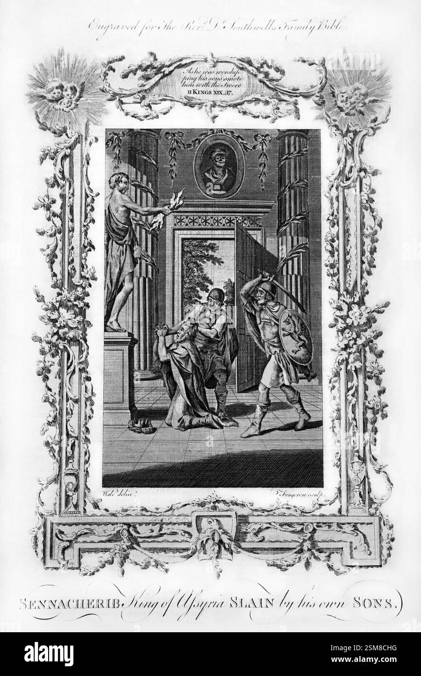 Copper-plate Engraving of Sennacherib King of Assyria Slain by his own ...