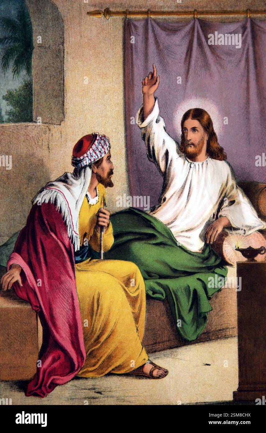 Illustration of Nicodemus Visiting Jesus Christ at Night (Gospel) from ...