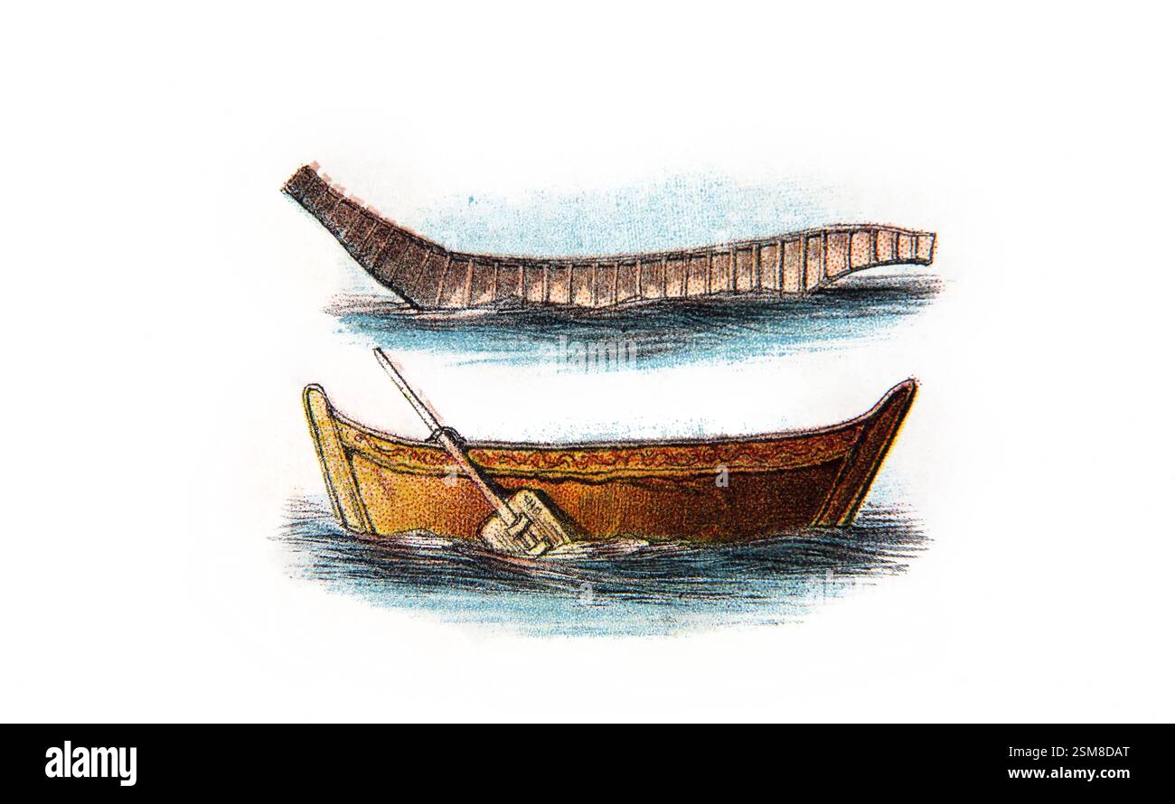 Illustration of Ancient Boats used in Biblical Times in Antique 19th ...