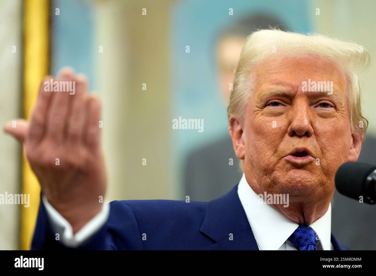 President Donald Trump speaks as Tulsi Gabbard is sworn in as the ...