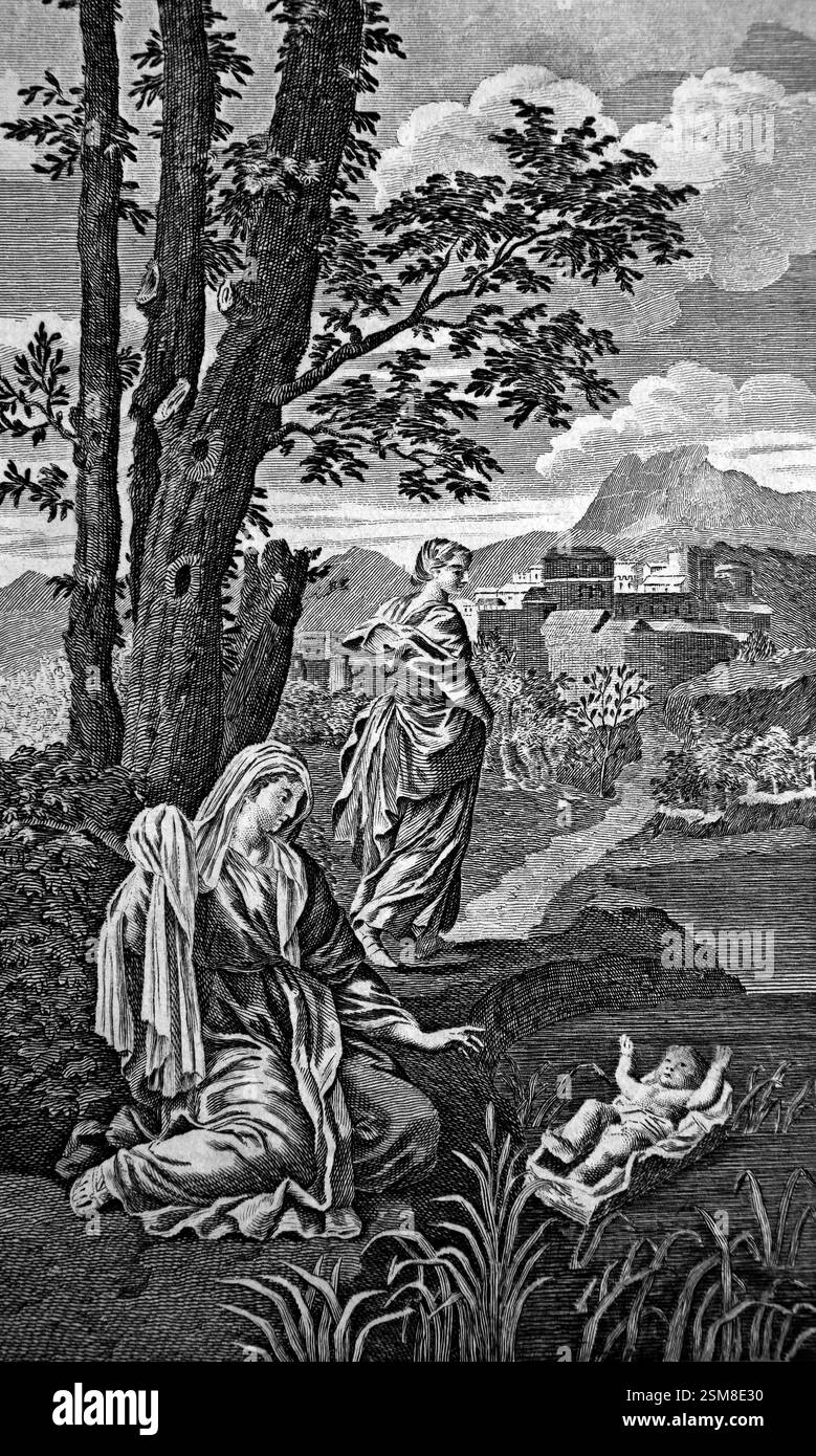 Copper-Engraving of Moses Laid Amongst the Flags by his Mother (Exodus ...