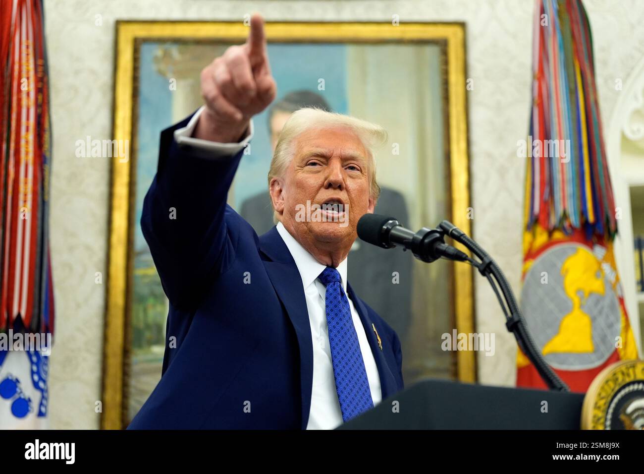President Donald Trump speaks as Tulsi Gabbard is sworn in as the ...