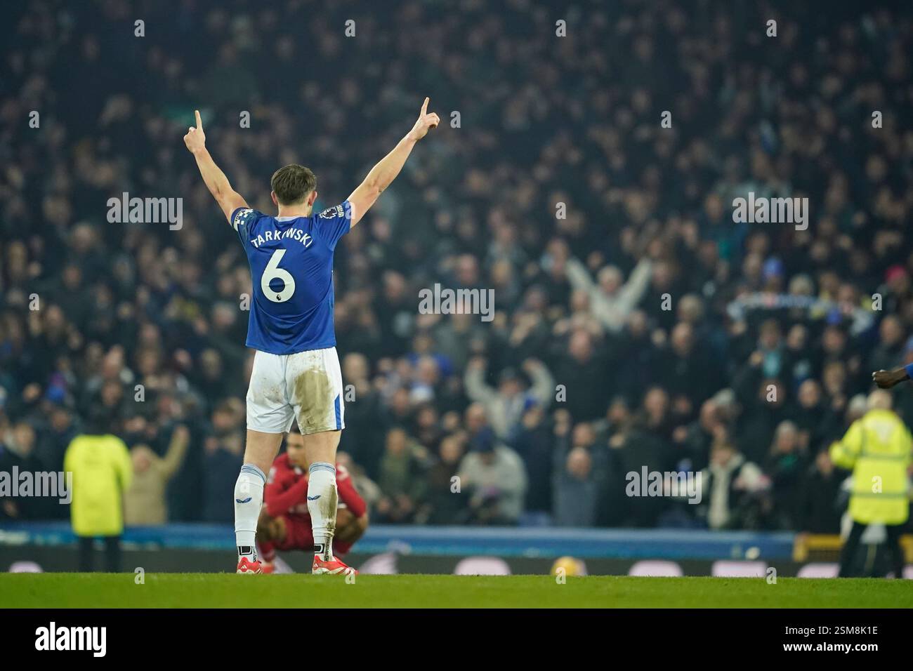 Everton's James Tarkowski reacts during the English Premier League ...