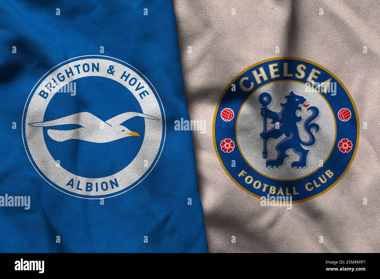 Pringsewu, Lampung February 13, 2025 Brighton football club logo fabric ...