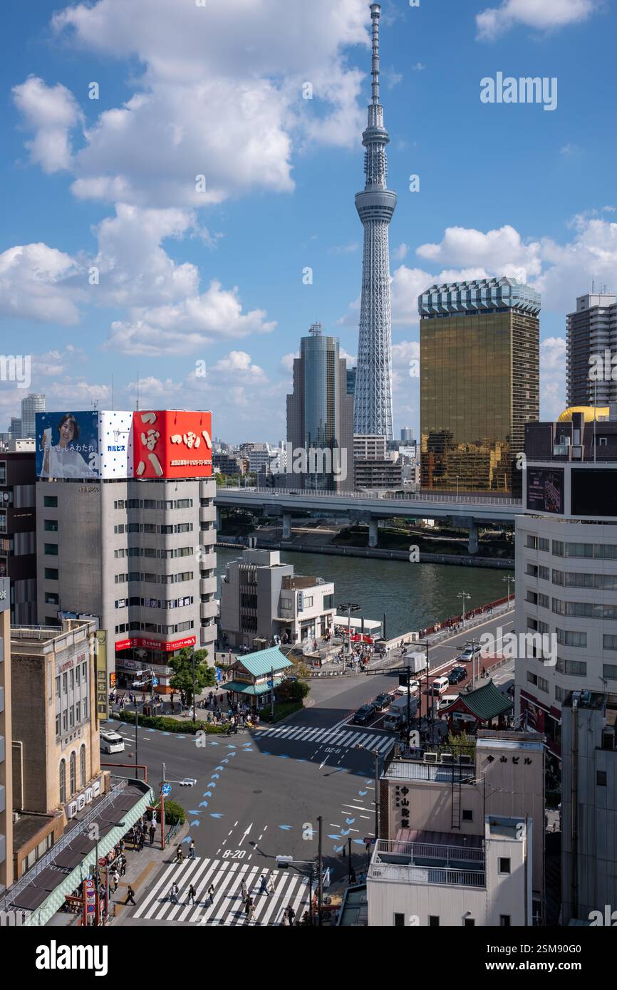 Tokyo Skytree (Sky Tree) seen from the rooftop of the Visitor Information Centre in Asakusa ...
