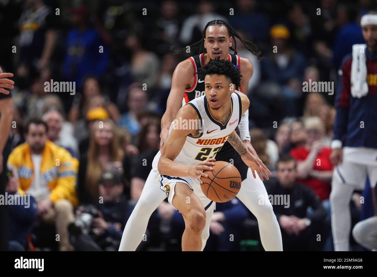 Denver Nuggets guard Trey Alexander (23) and Portland Trail Blazers ...