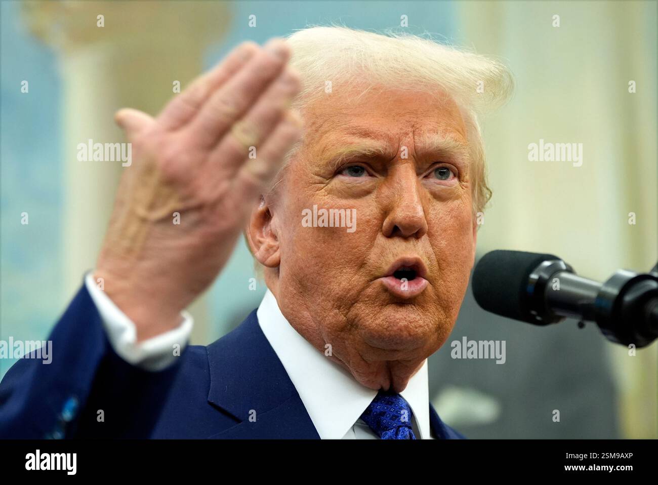 President Donald Trump speaks as Tulsi Gabbard is sworn in as the ...