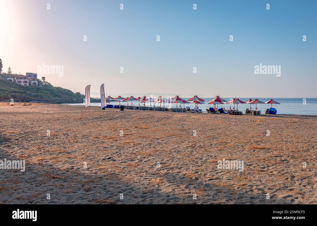 Sunrise in Mavrovouni coast. the beach, with a length of 5 km, is the ...
