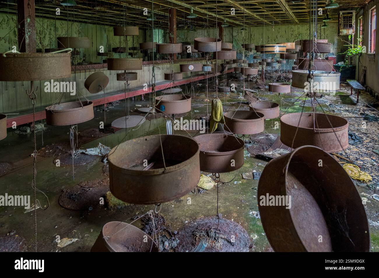 Dressing room at a steel plant: Workers would put their items in these ...