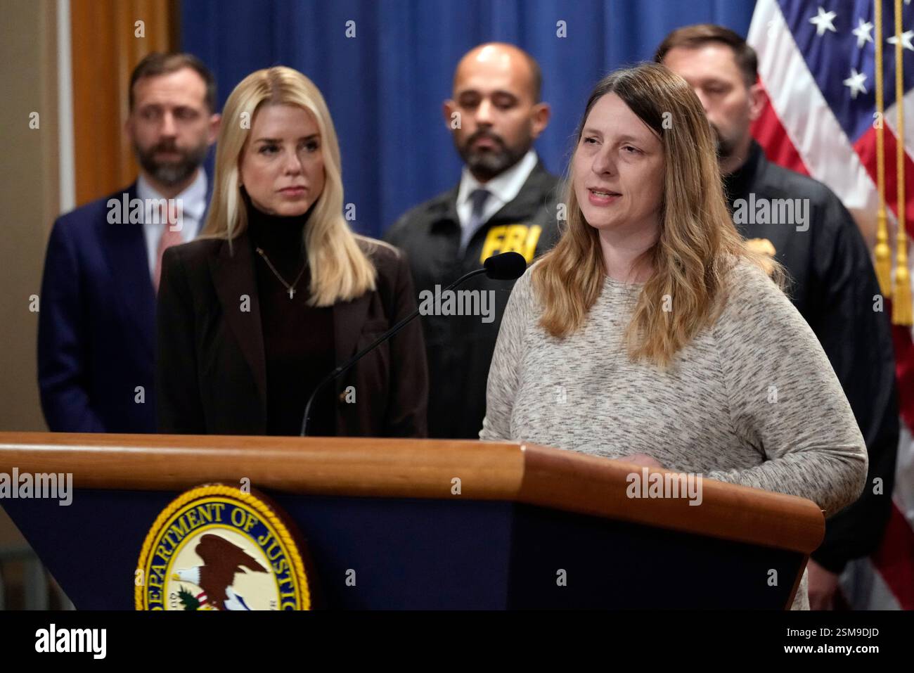 Attorney General Pam Bondi listens as Tammy Nobles, mother of Kayla ...