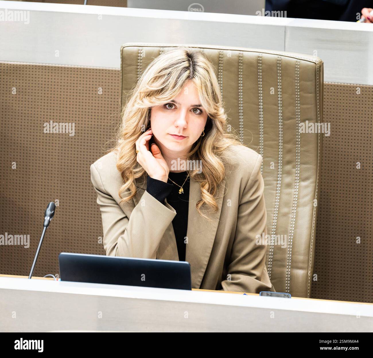 Mercina Claesen Vlaams Belang at the Flemish parliament plenary meeting in Brussels, Belgium, 12 ...