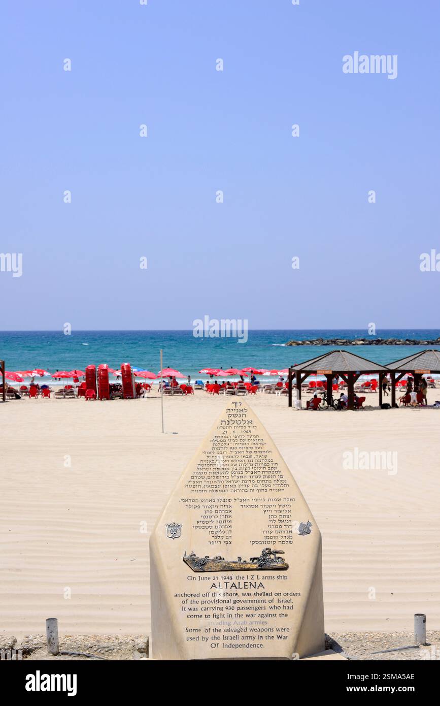 Memorial to the Altalena on the sea front of Tel Aviv, the ship was ...