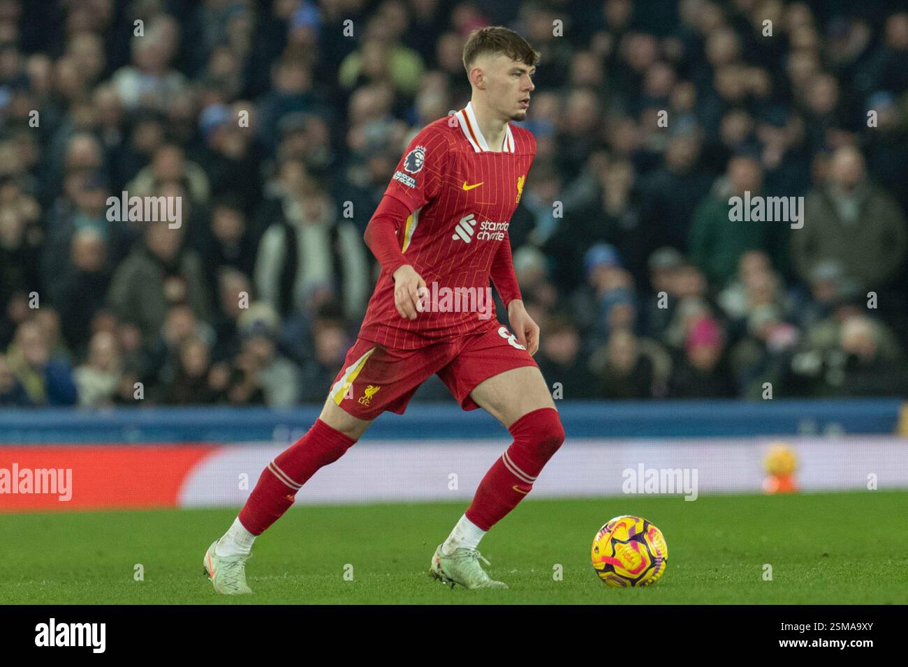 Conor Bradley #84 of Liverpool F.C. during the Premier League match ...