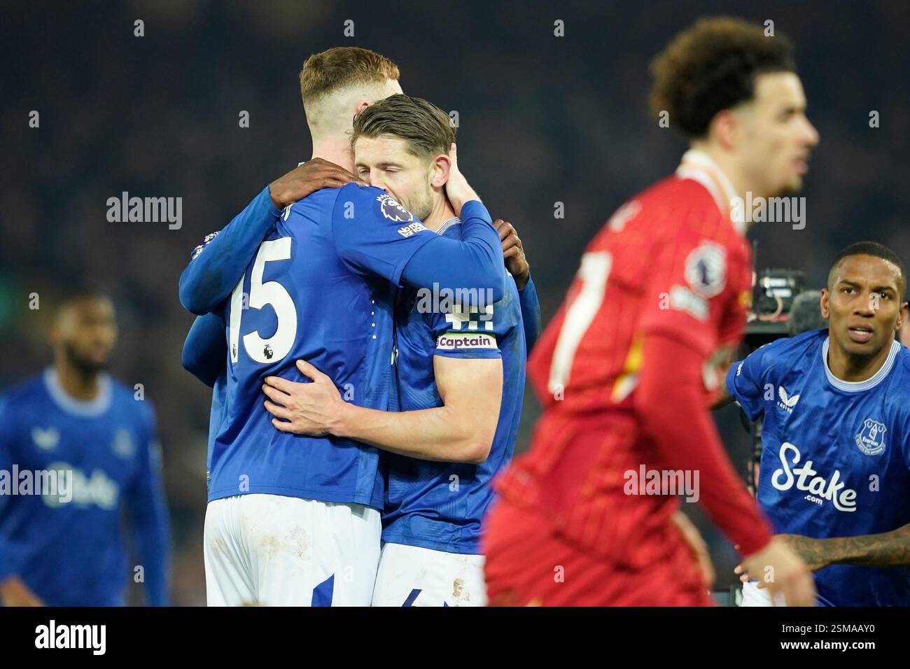 Everton's Jake O'Brien and Everton's James Tarkowski during the English ...