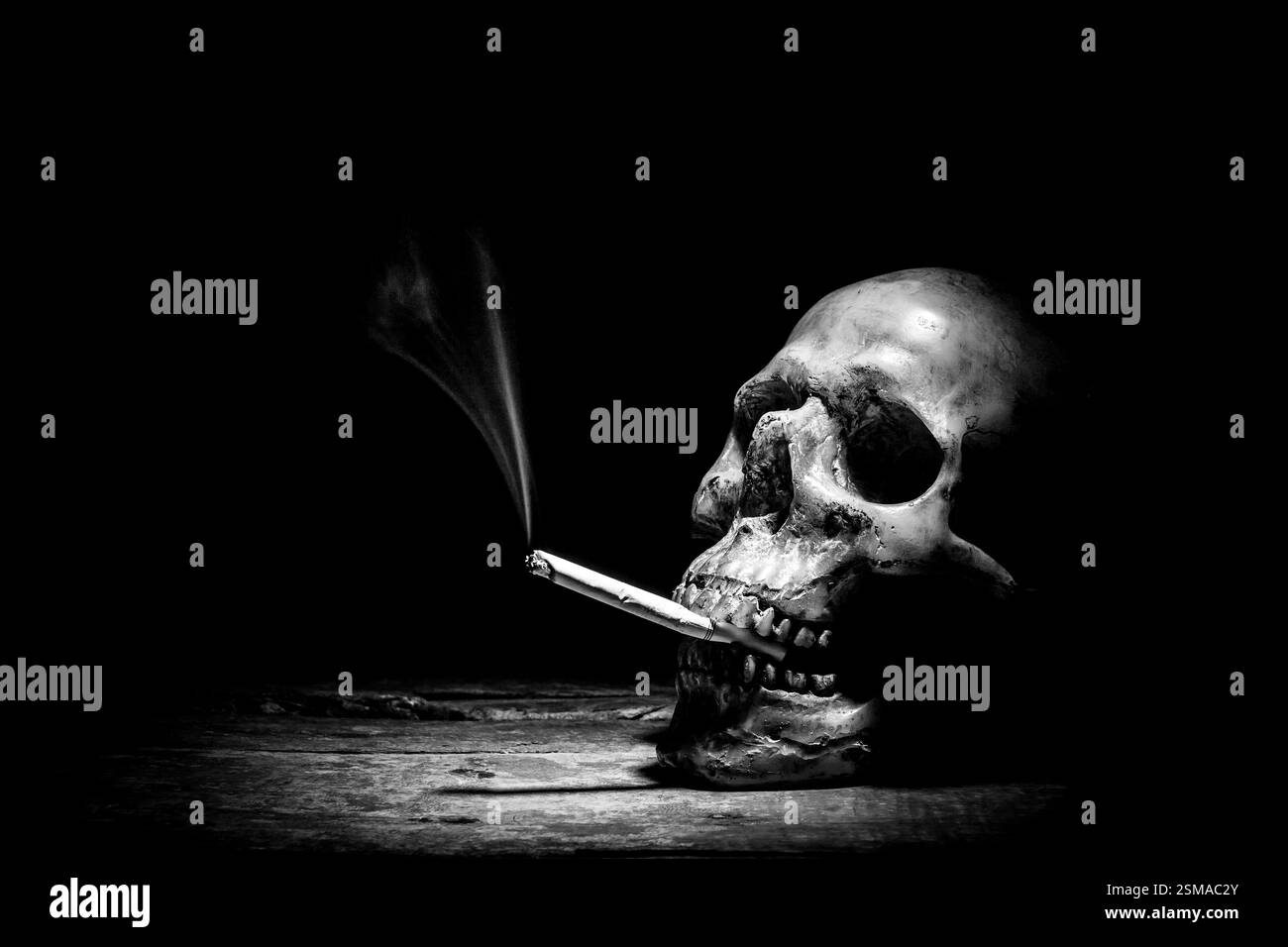 Still life with human skull and cigarette people smoke cigarette ...