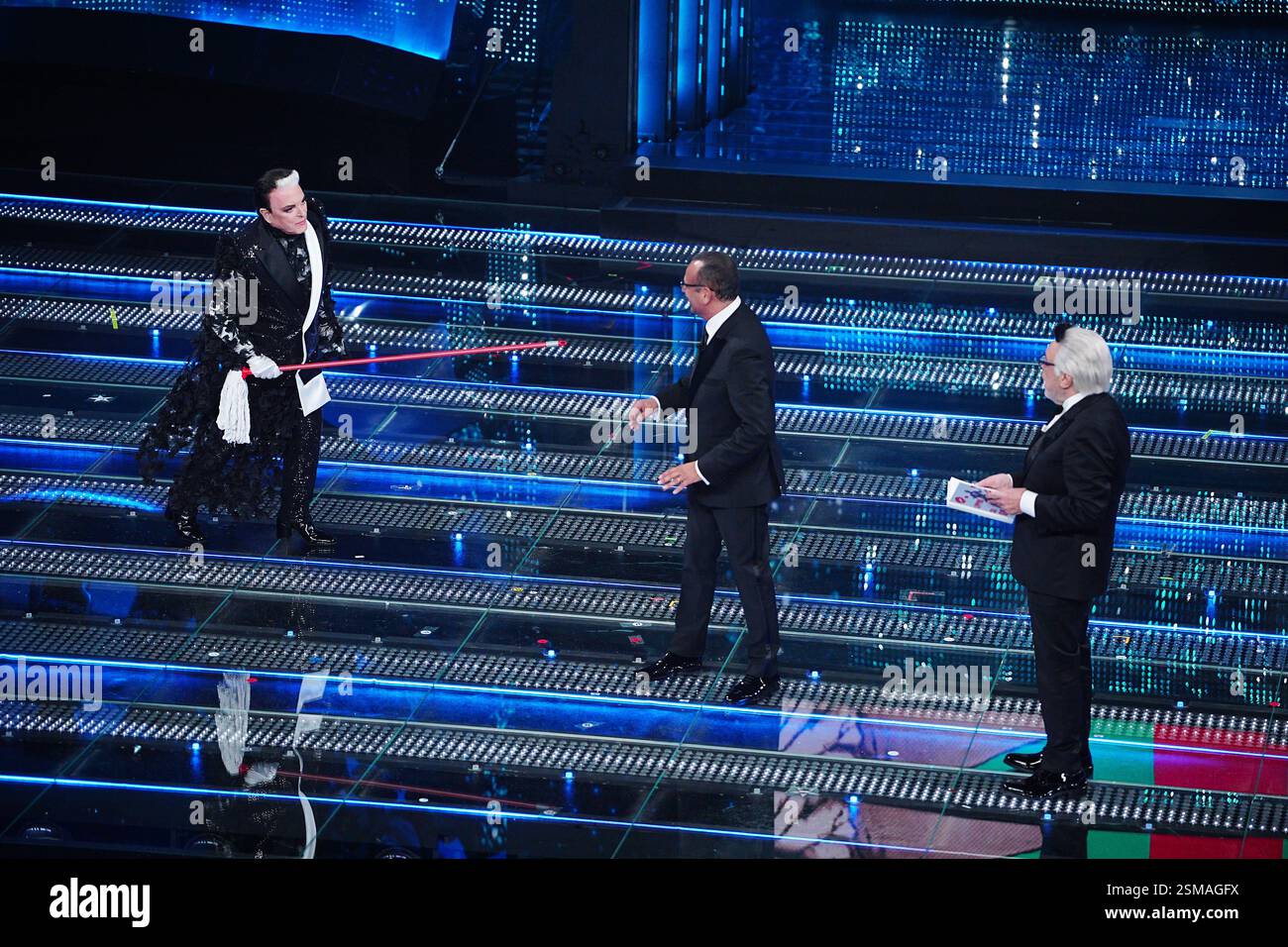 Sanremo, Italia. 12th Feb, 2025. Cristiano Malgioglio and Nino Frassica ...