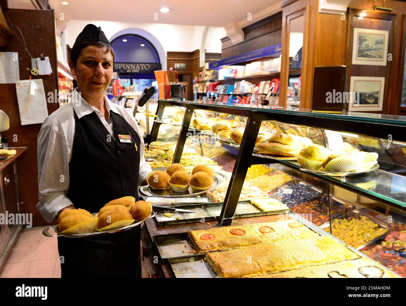 Crispy golden Arancini served at the Spinnato pasticceria in Palermo ...