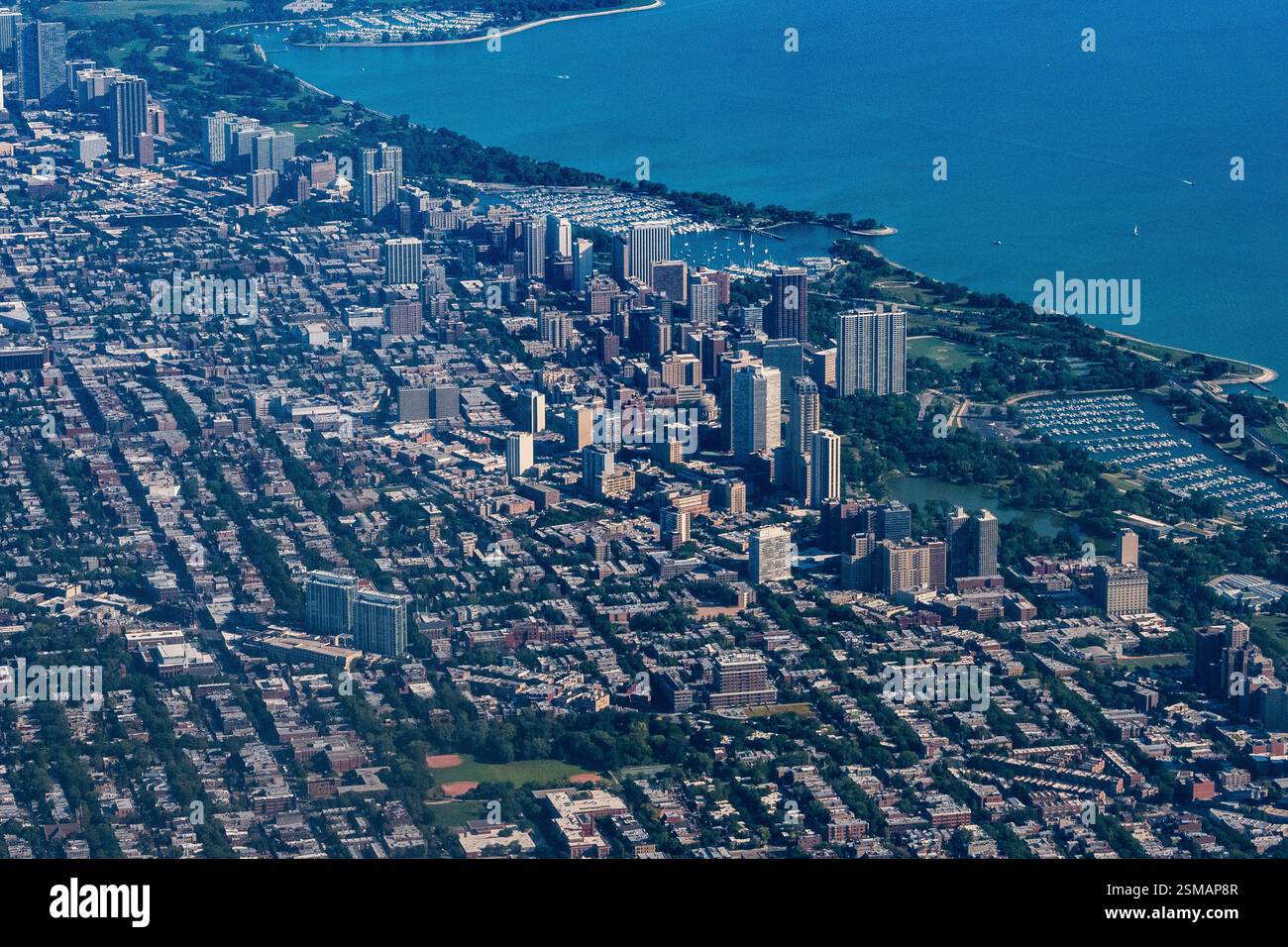 Chicago, Illinois - Aerial view of the Lake Front and beaches of ...