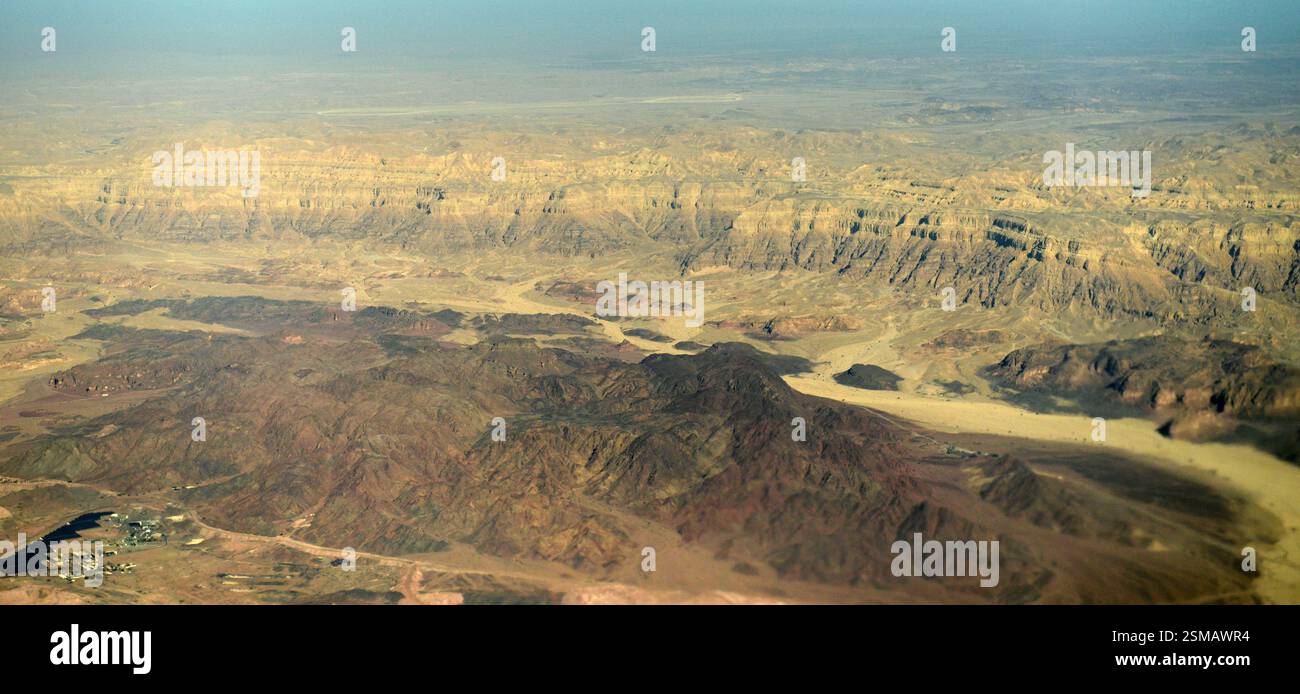 An aerial view of the Arabah and Negev deserts in Israel Stock Photo ...