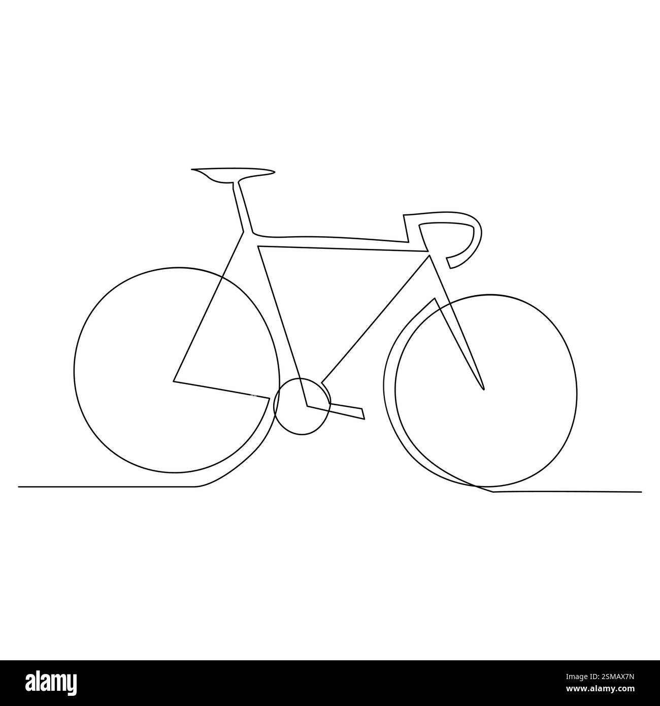 Continuous one line drawing of bicycle outline vector art illustration ...