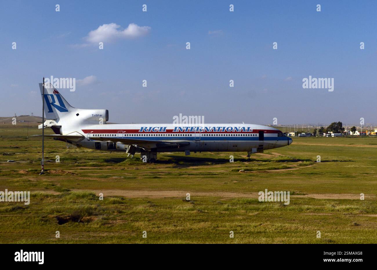 An old Rich International Airways airplane at Queen Alia International ...