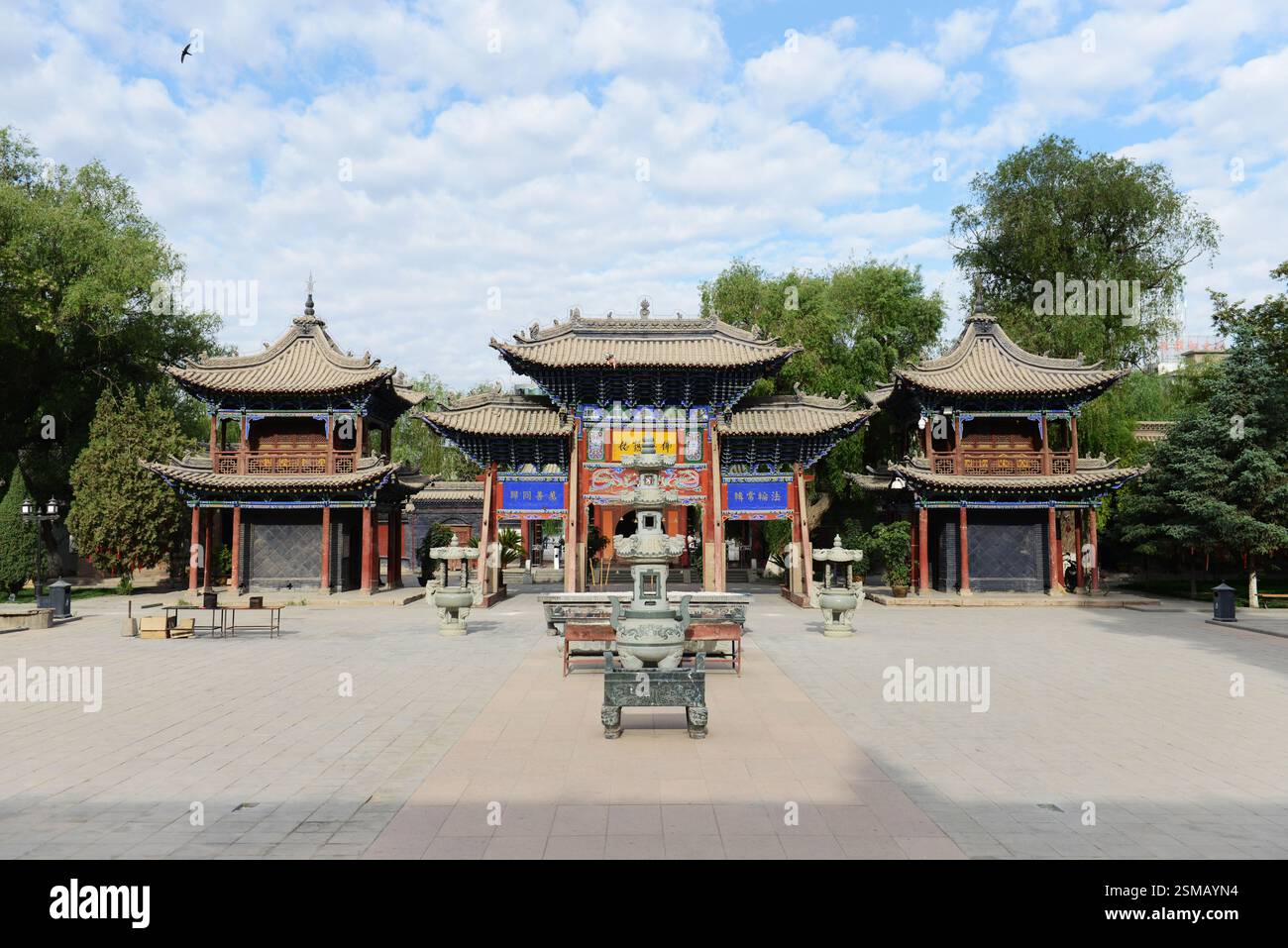 Traditional Chinese gates at the Dafo Buddhist temple in Zhangye, Gansu ...