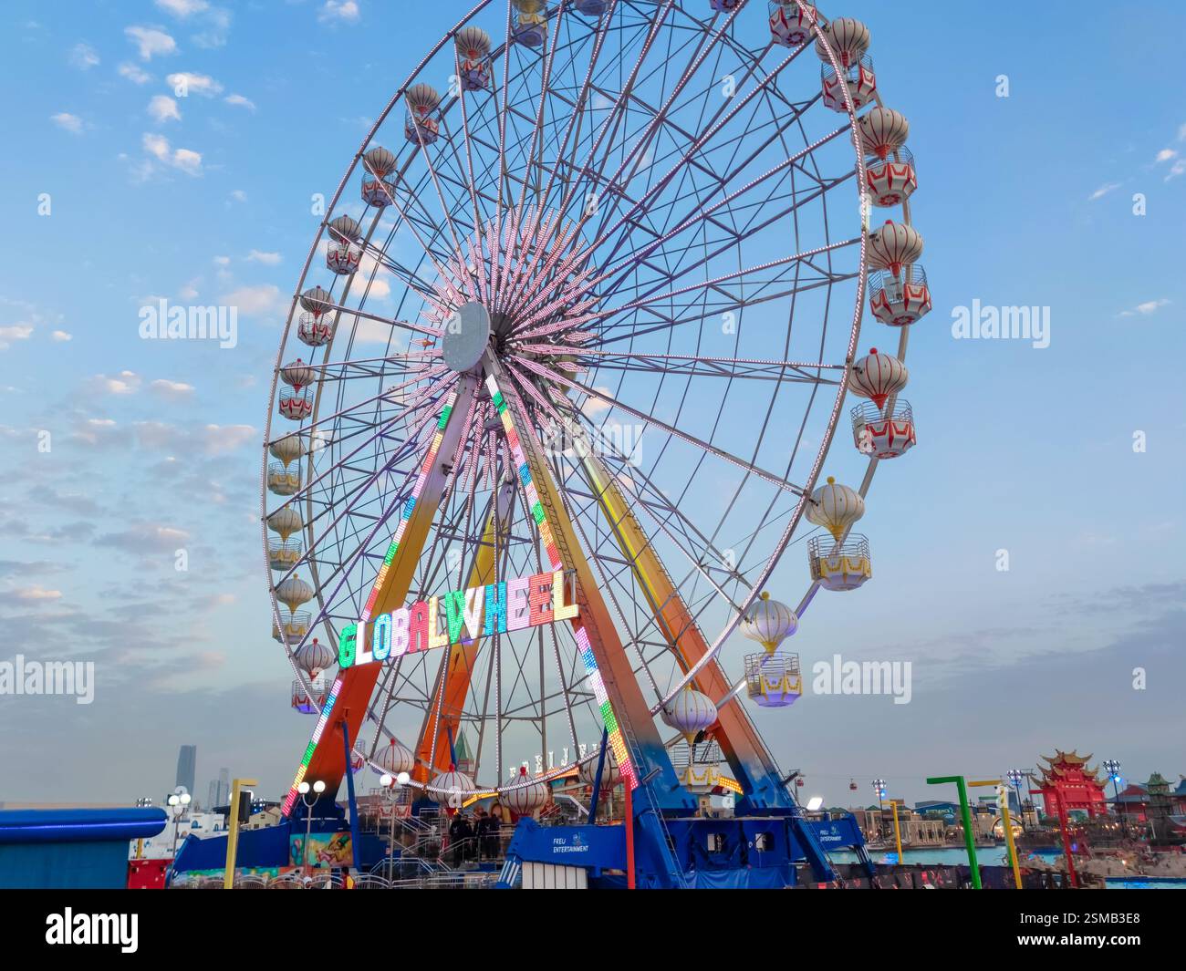 Riyadh,Saudi Arabia-Dec 25, 2025:Global Wheel ferris wheel at twilight ...