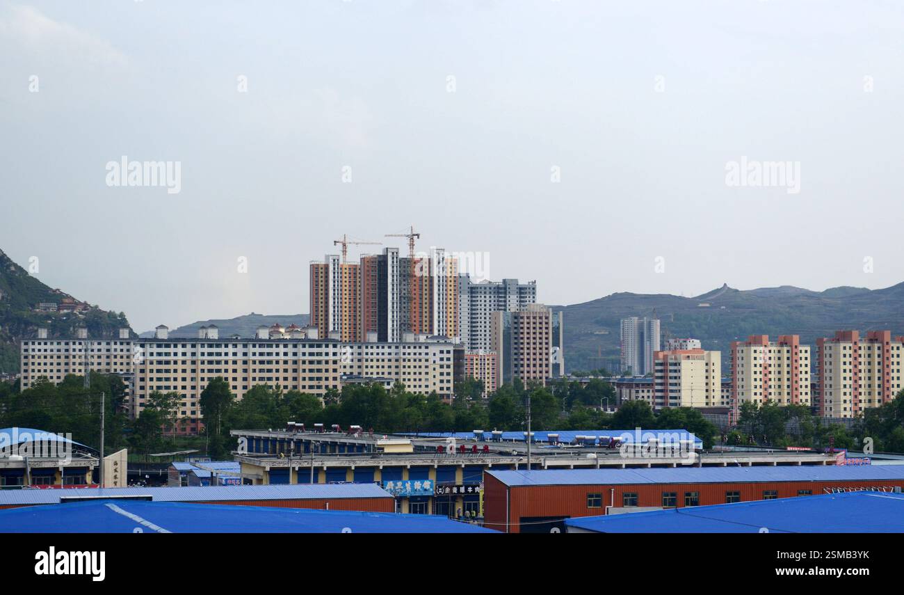 New residential buildings replace old neighborhoods in Lanzhou, Gansu ...