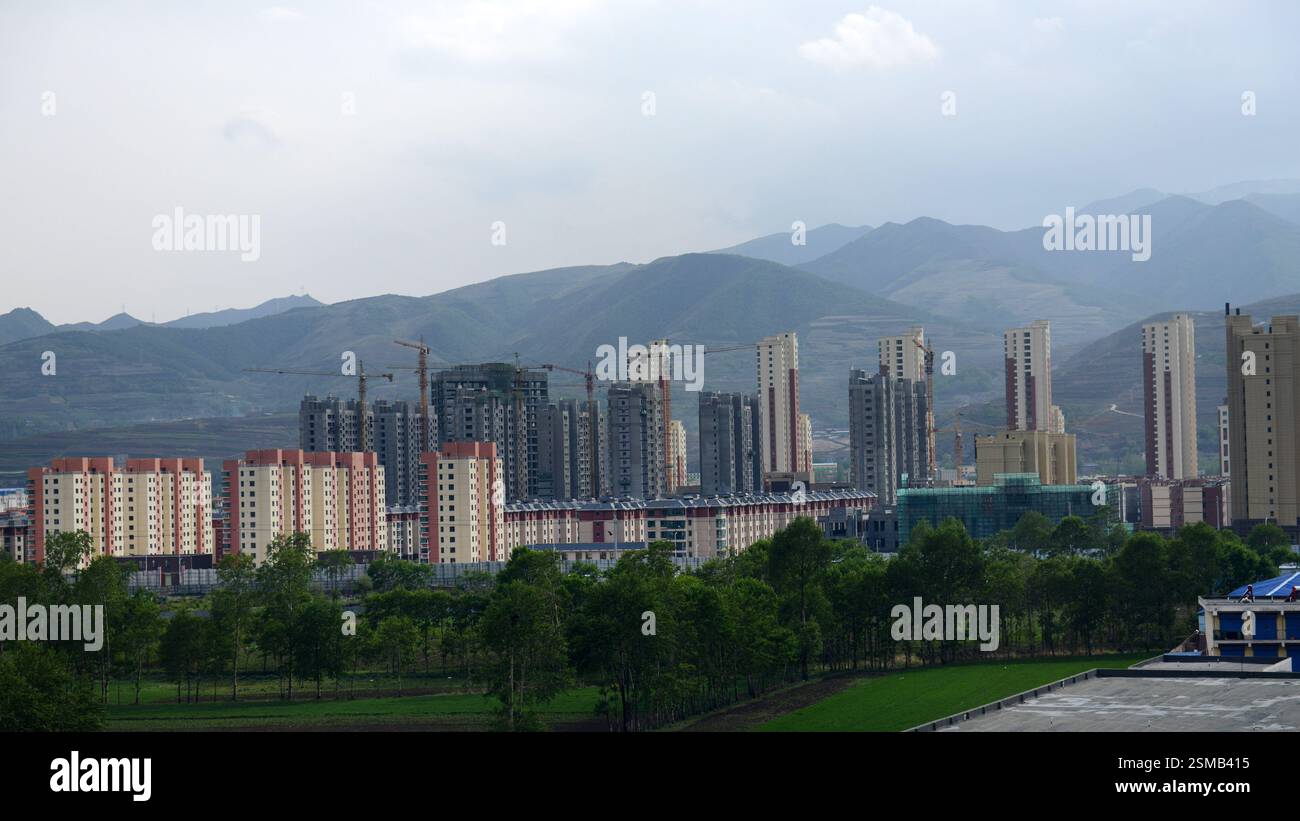 New cities, mostly empty in Gansu province, China Stock Photo - Alamy