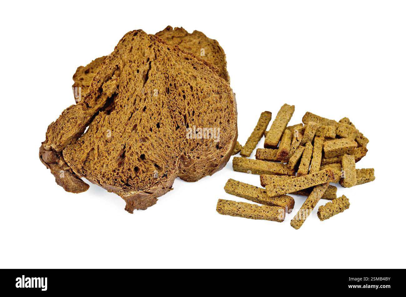 Rye homemade bread, crackers isolated on white background Stock Photo ...
