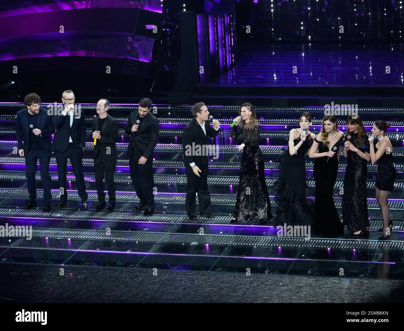 Sanremo, Italy. 12th Feb, 2025. Second Evening. In the photo The Cast ...