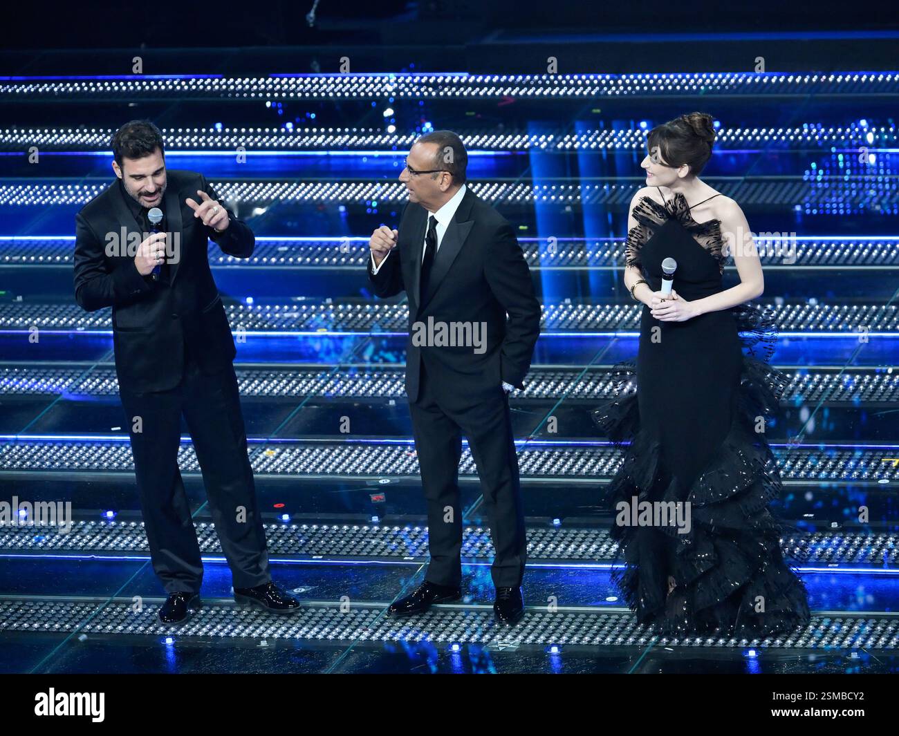 Sanremo, Italy. 12th Feb, 2025. Second Evening. In the photo The Cast ...