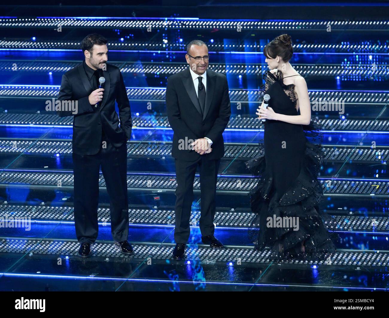 Sanremo, Italy. 12th Feb, 2025. Second Evening. In the photo The Cast ...