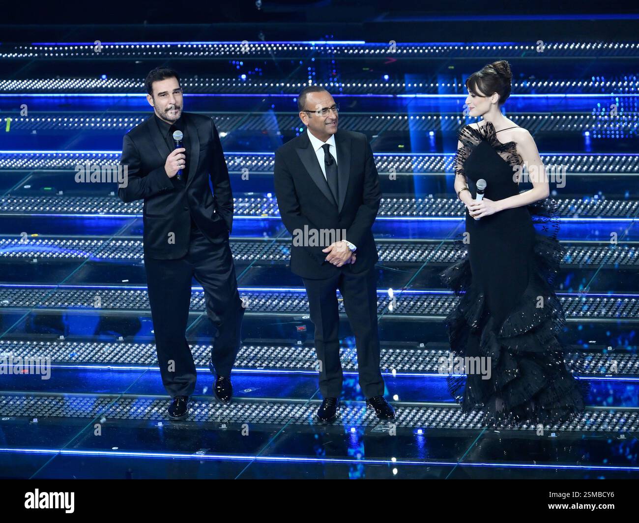 Sanremo, Italy. 12th Feb, 2025. Second Evening. In the photo The Cast ...