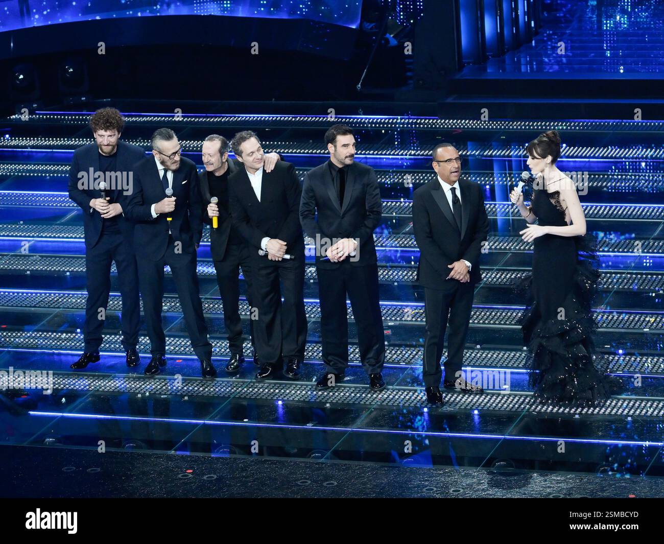 Sanremo, Italy. 12th Feb, 2025. Second Evening. In the photo The Cast ...