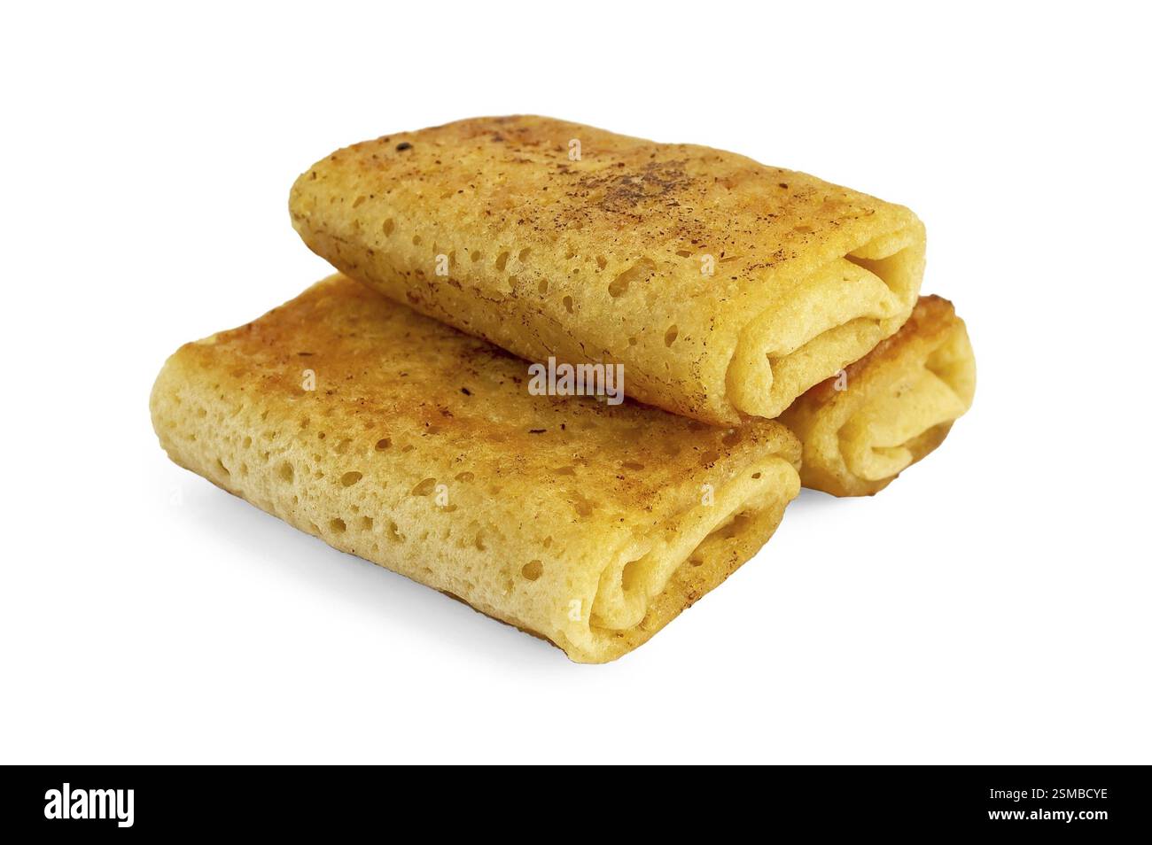 Three spring rolls isolated on white background Stock Photo - Alamy