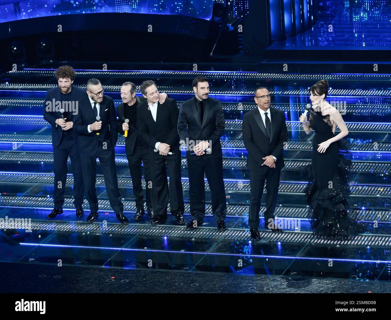 Sanremo, Italy. 12th Feb, 2025. Second Evening. In the photo The Cast ...