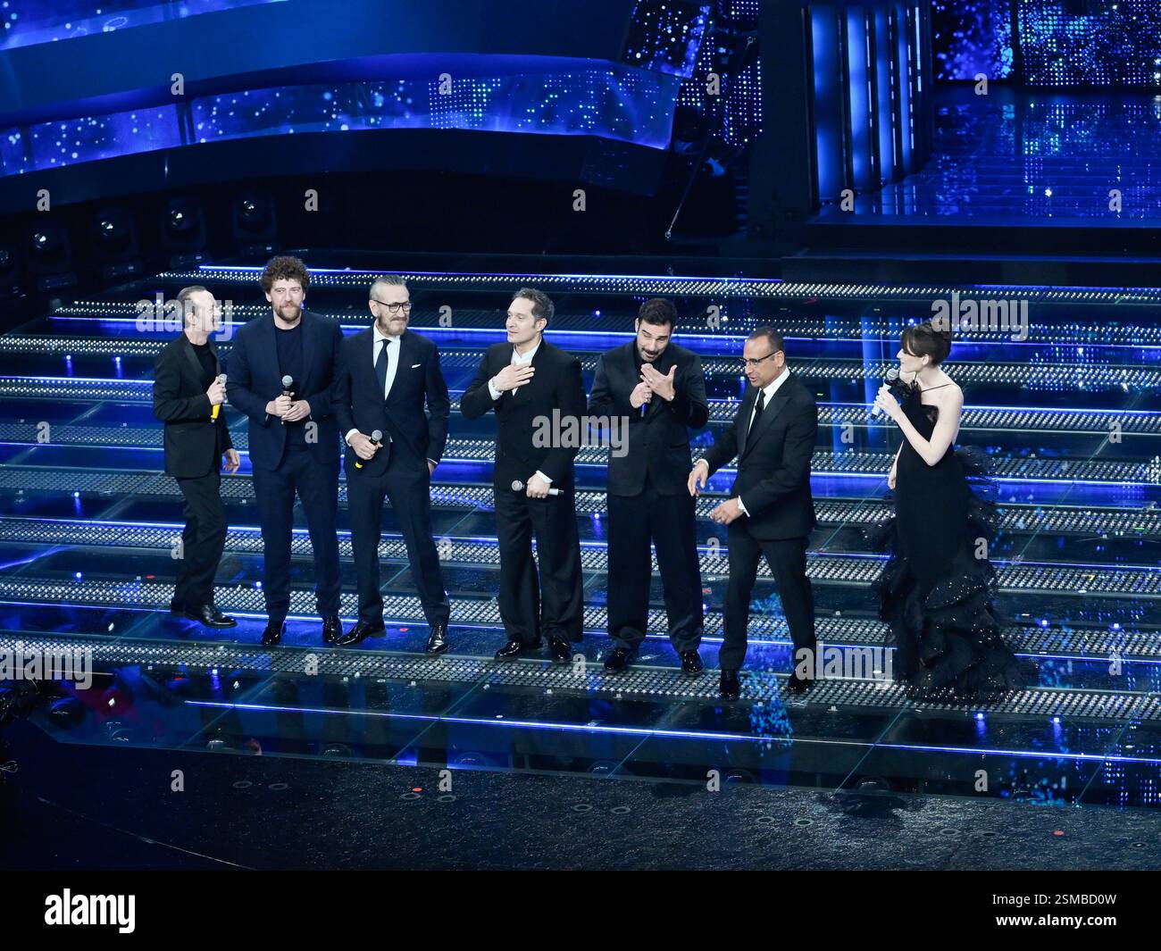 Sanremo, Italy. 12th Feb, 2025. Second Evening. In the photo The Cast ...
