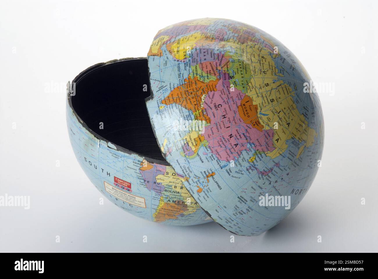 Globe world map broken world due to global warming Stock Photo - Alamy