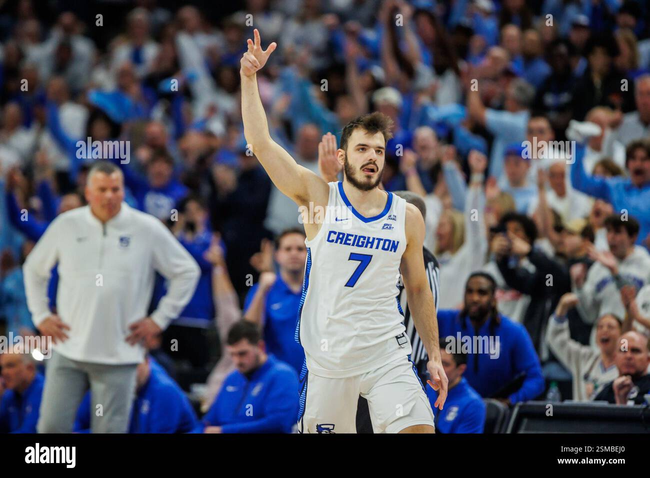 Omaha, NE. U.S. 11th Feb, 2025. - Creighton Bluejays guard Fedor Zugic ...