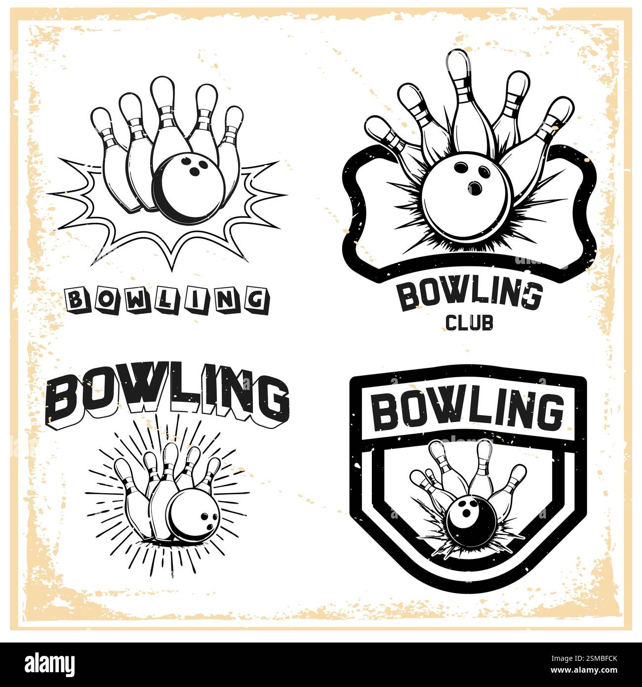Vintage bowling typography hi-res stock photography and images - Alamy