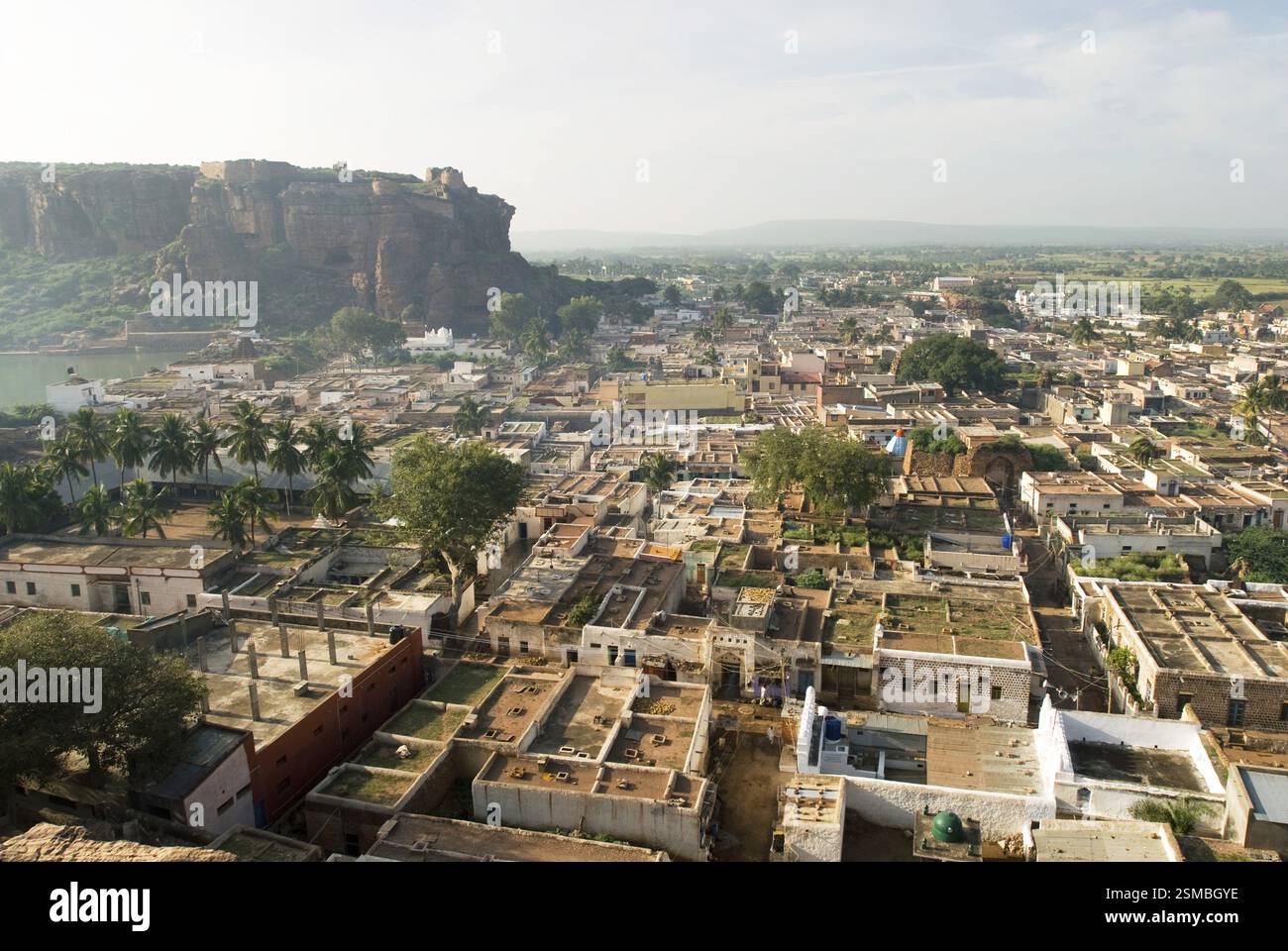 Birds eye view of Badami from north fort, Karnataka, India, Asia Stock ...