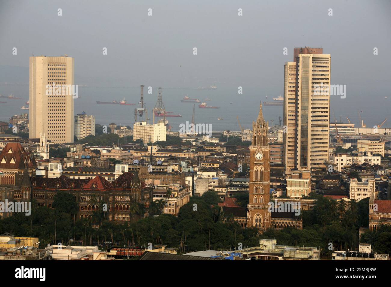 Rajabhai Tower with Bombay Stock Exchange building and Reserve Bank of ...