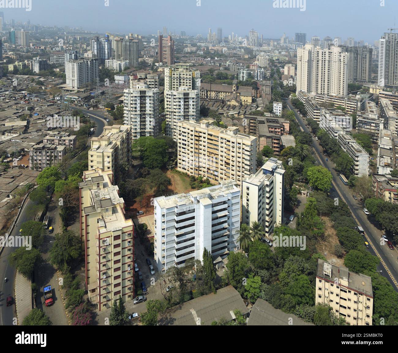 Aerial view of Parel suburb with high-rise of different architectural ...