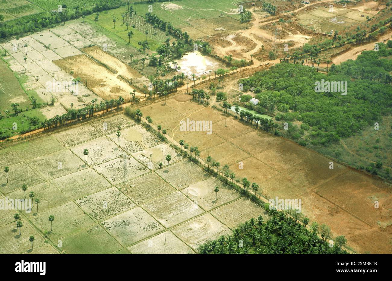 Aerial view of uncultivated field, Andhra Pradesh, India, Asia Stock ...