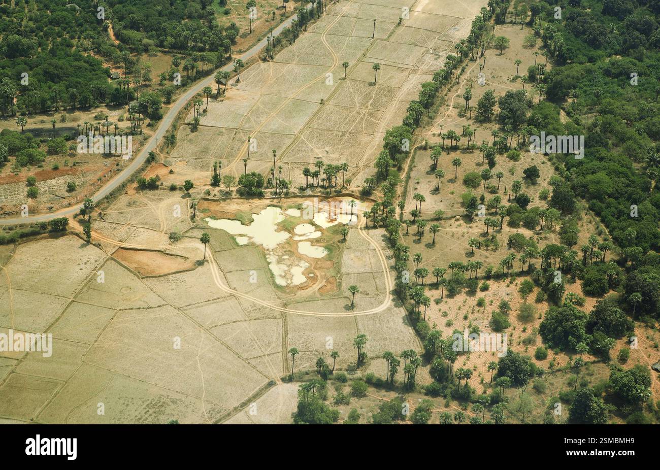 Aerial view of uncultivated field, Andhra Pradesh, India, Asia Stock ...